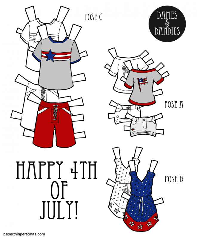 4th of July Paper Dolls to Print