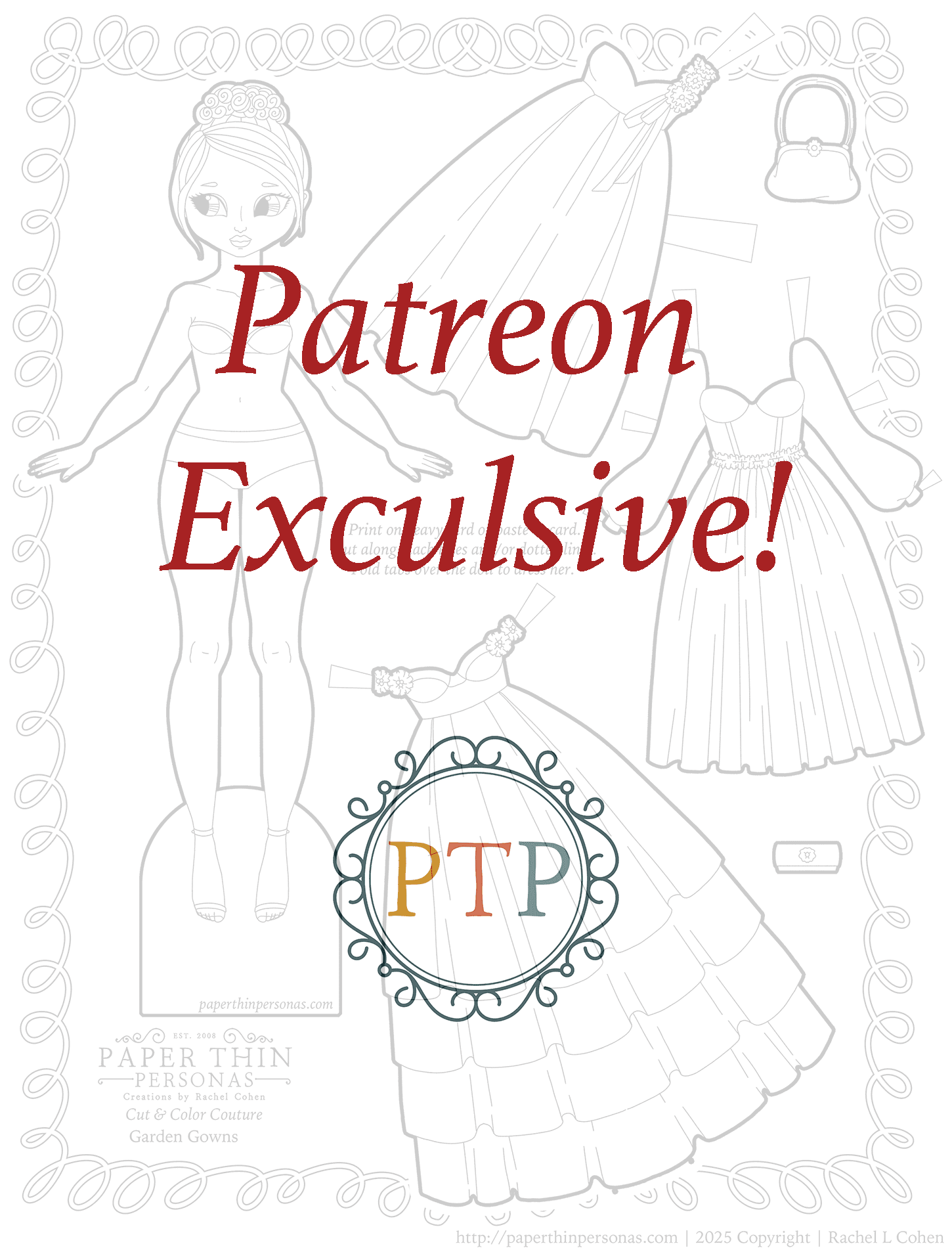 Garden Gowns: A Coloring Page from my Patron with the Cut & Color Paper ...